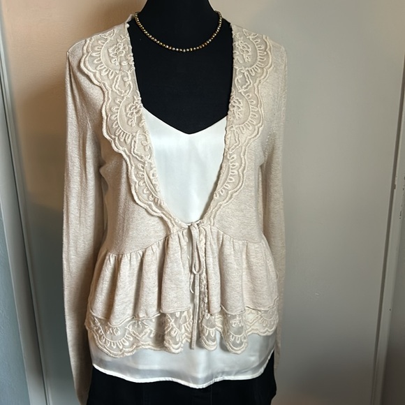 American Rag | Sweaters | American Tag Cie Front Tie Cardigan With Lace ...